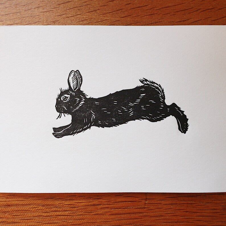 Leaping Rabbit Original Lino Cut Print - Etsy