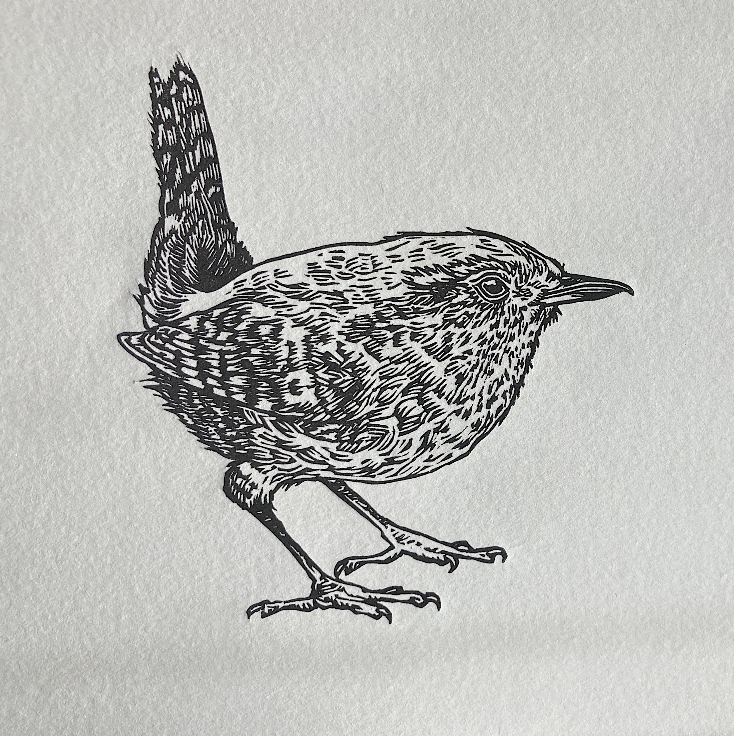 Wren - Original Lino Cut Print Bird Art - Etsy