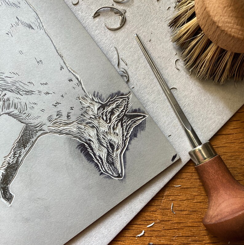 Fox Original Lino Cut Print - Etsy