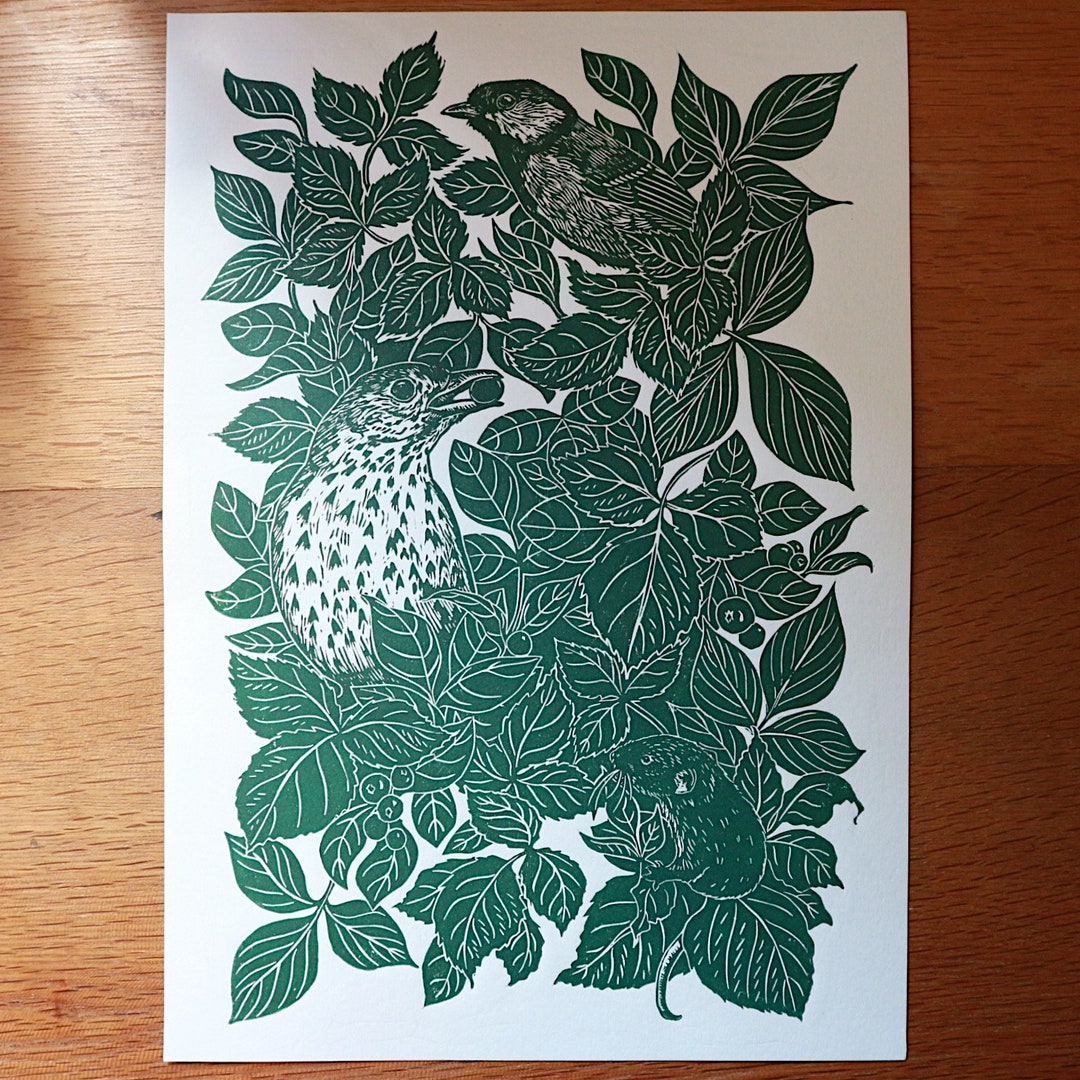Hedgerow- Original Lino Cut Print - Etsy
