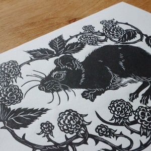Bramble Mouse Original Lino Cut Print - Etsy