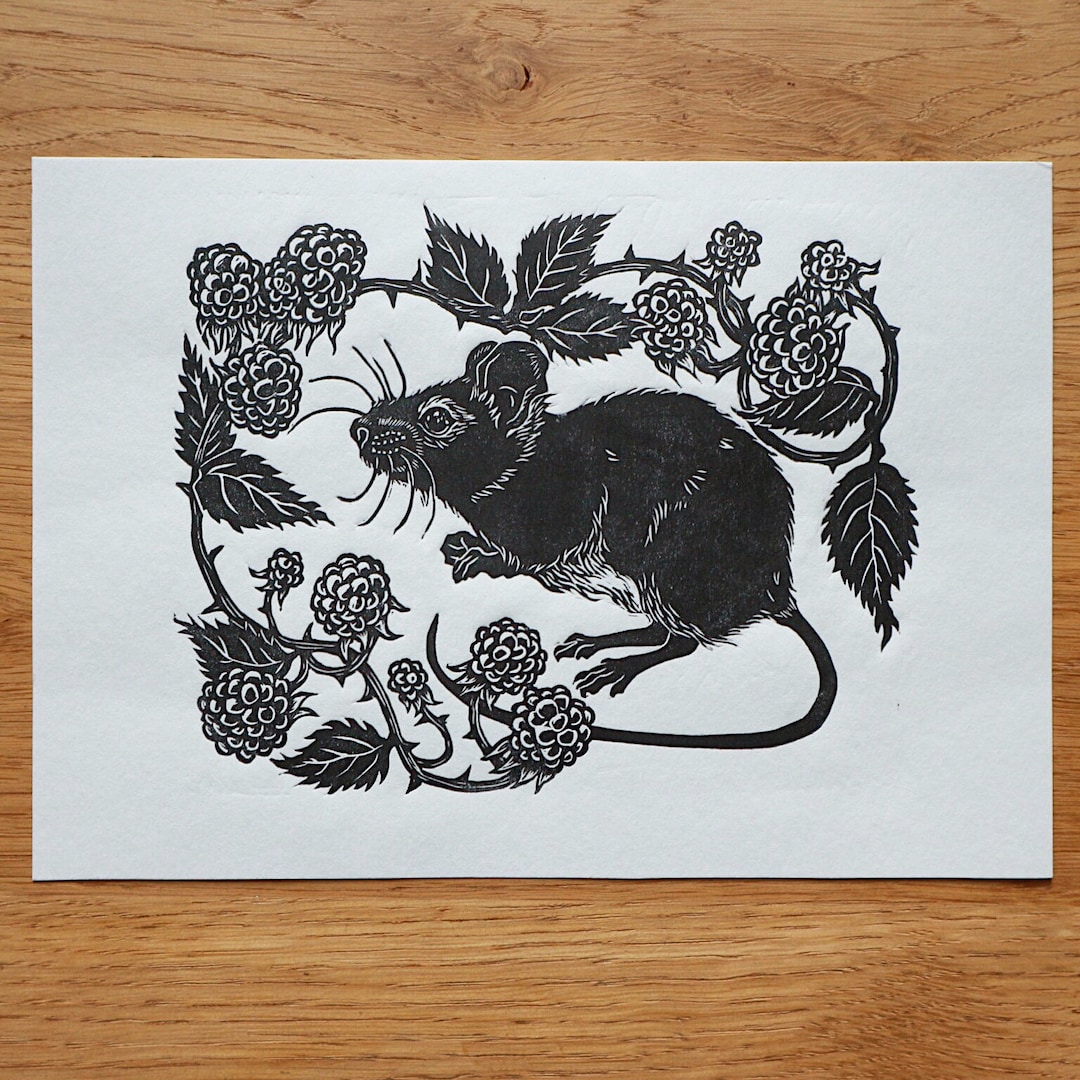 Bramble Mouse Original Lino Cut Print - Etsy