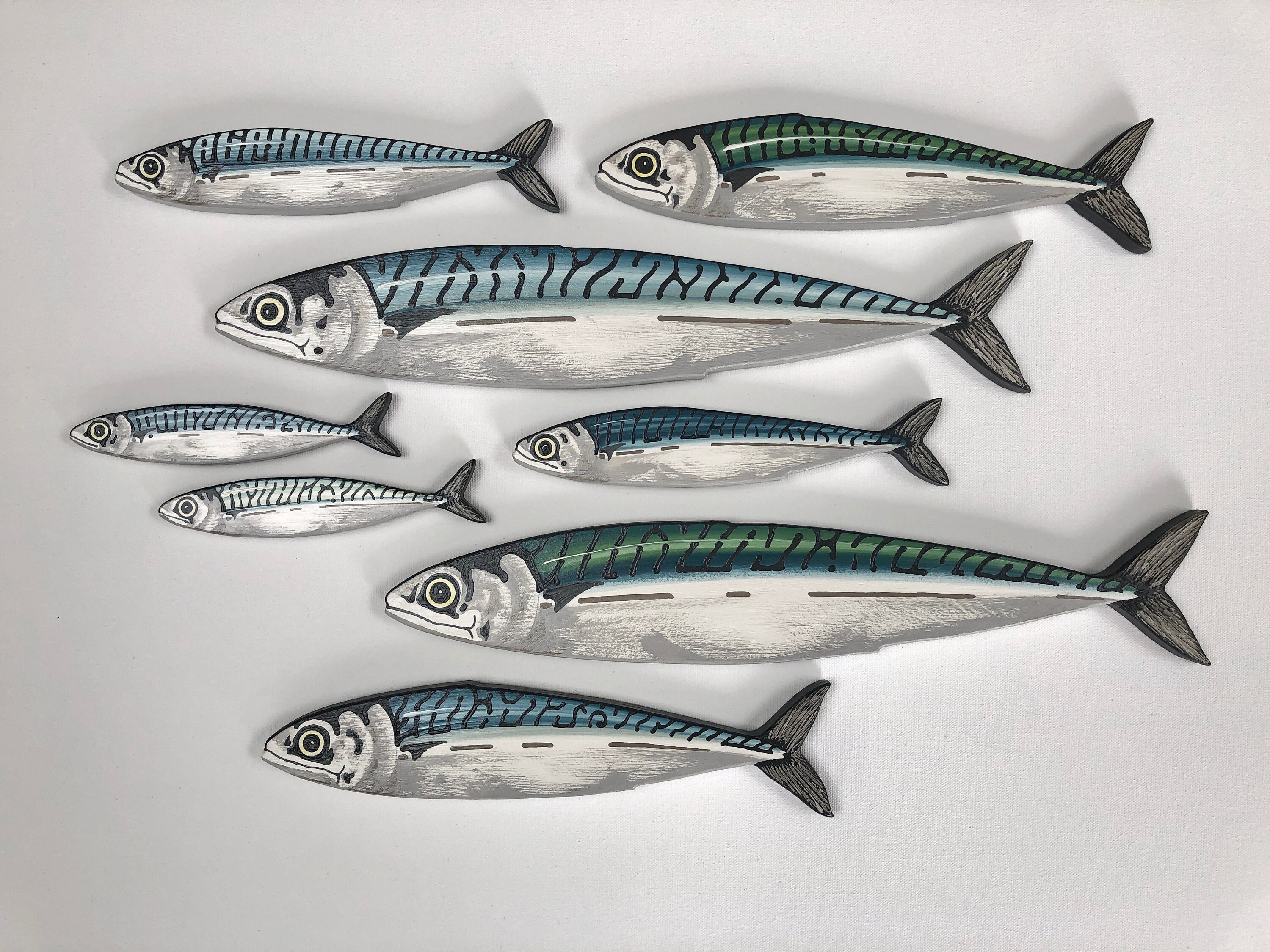8 Mackerel Sculptures Fish Wall Art Fish Wall Decor Marine | Etsy