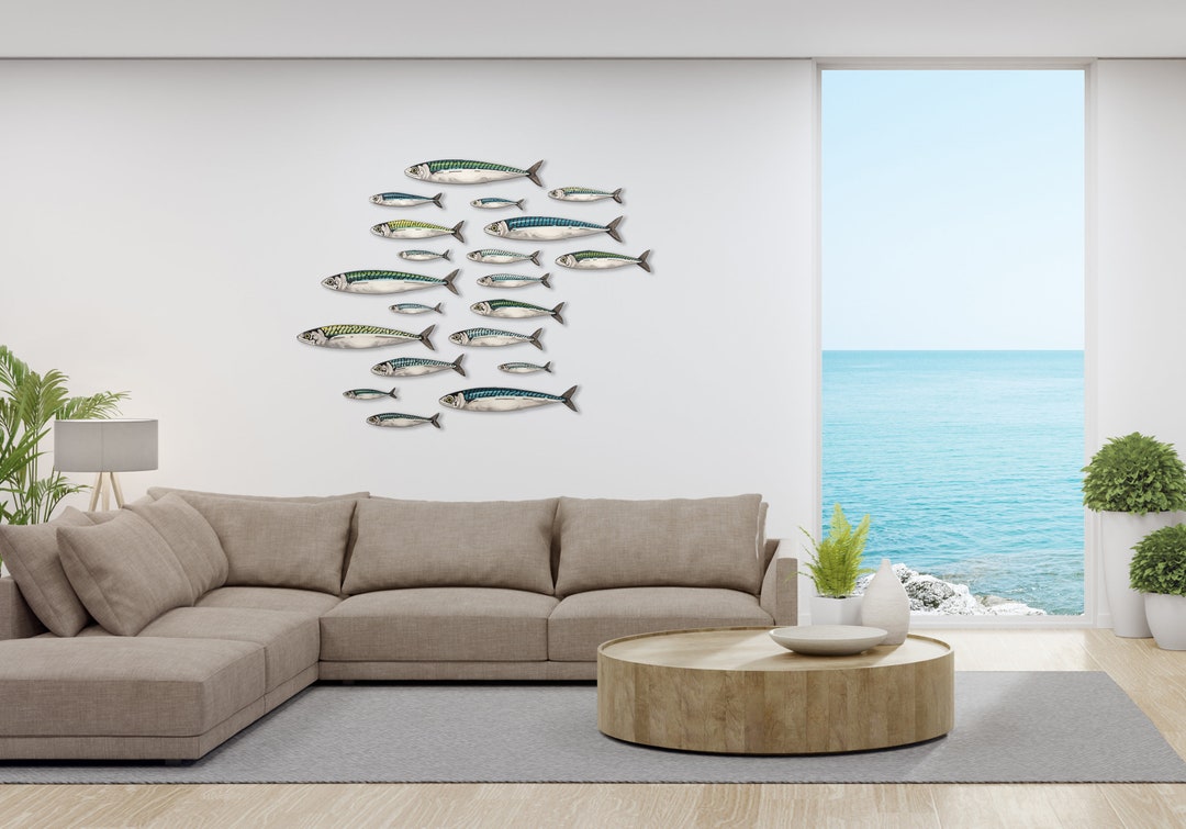 The Iona Shoal, 20 Mackerel Fish Sculptures, Fish Art, Wall Decor ...