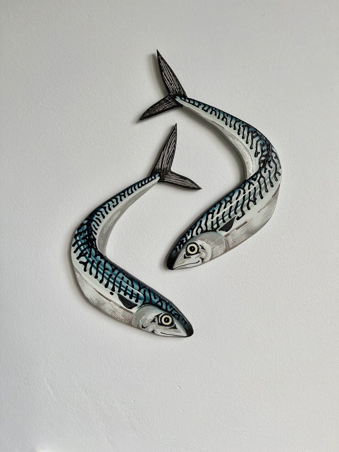 2 Contemporary Fish Wall Sculptures, Mackerel Art, Fish Art, Fish ...