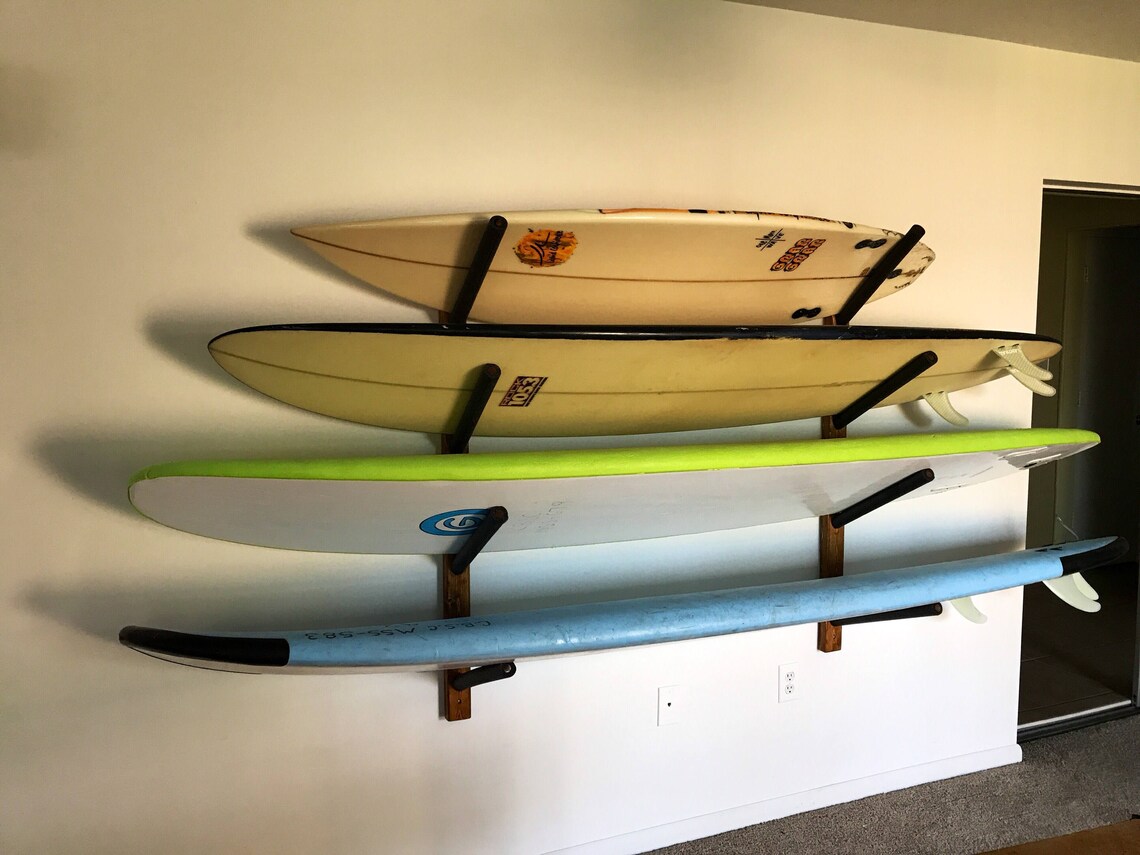 Surfboard Wall Hanger Holds 4 Surfboards Wood Rack - Etsy