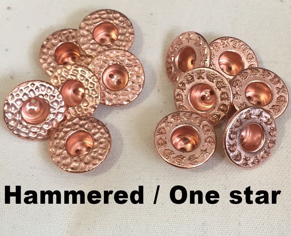 Raw copper 17mm Button Hammered or One-StarSet of | Etsy