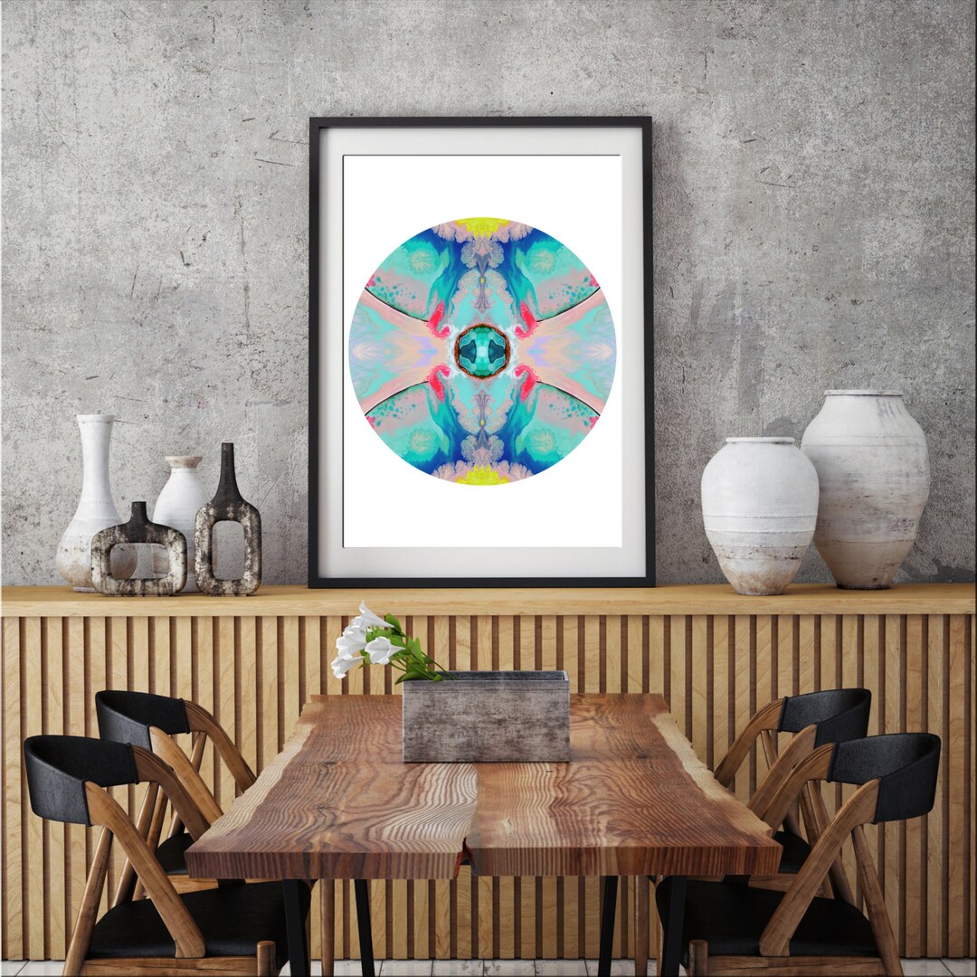 Geometric Circle Art Print, Abstract Print, Mint Wall Art, Modern Home ...