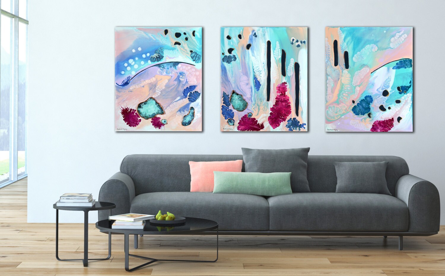 Triptych Abstract Painting Prints on Canvas Set of 3 Trio - Etsy Australia