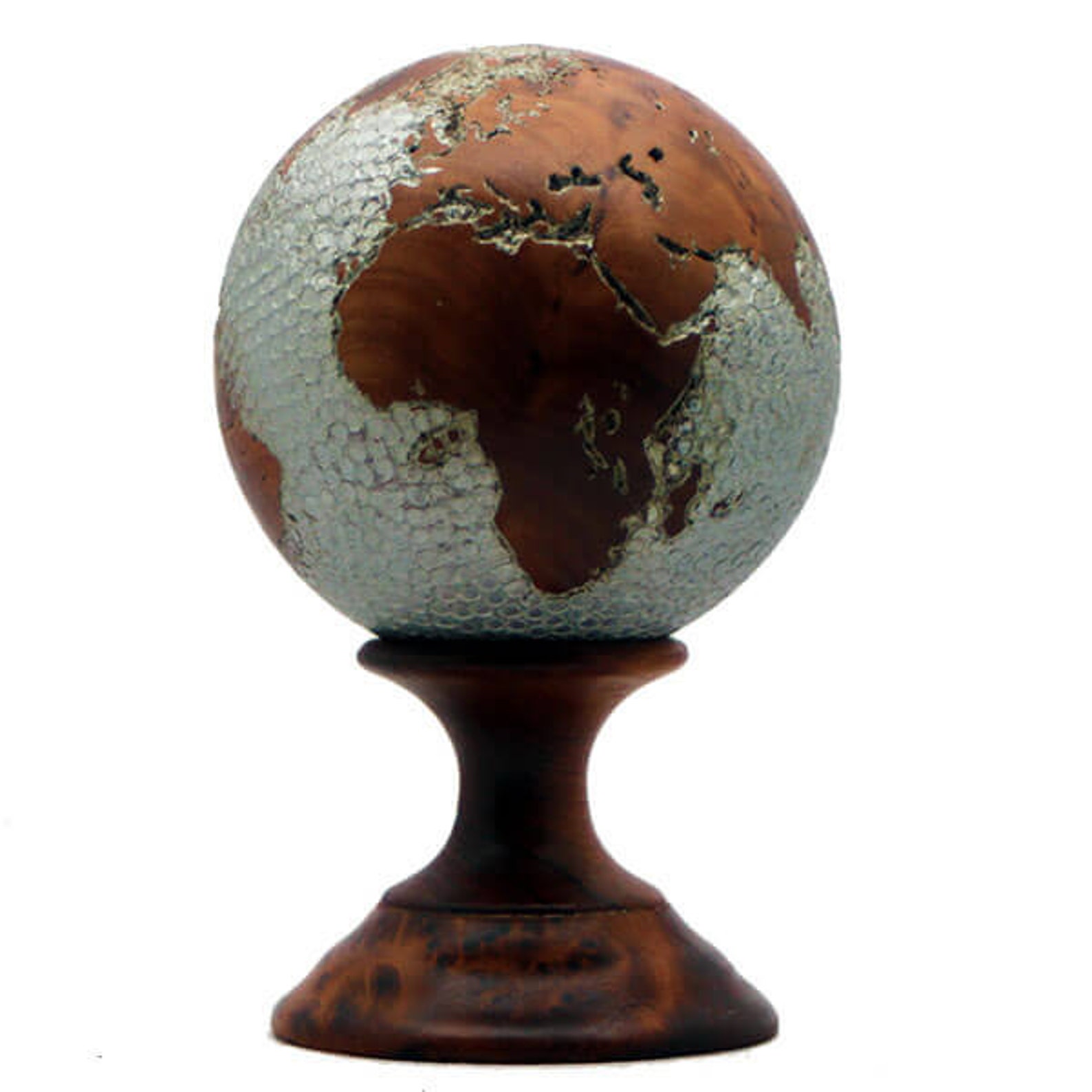 4.8 GLOBE 1001 Holes SILVER in Thuya Root With Root Support Handmade - Etsy