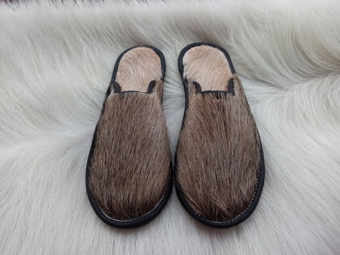 Goat Fur Slippers Unisex | Etsy