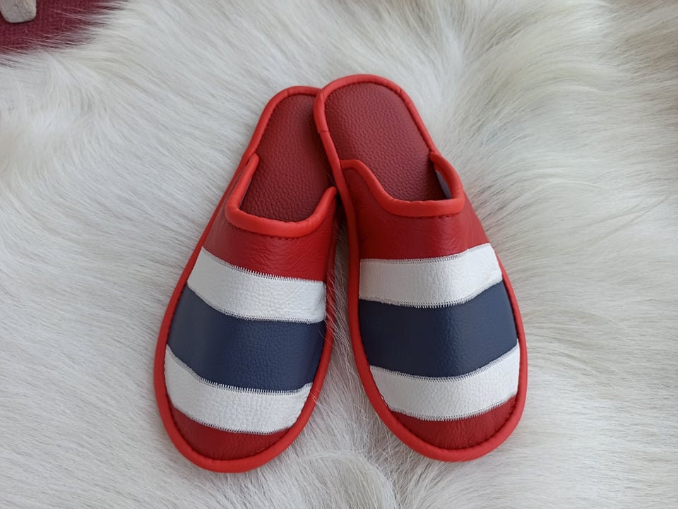 Thai Flag Leather Slippers Thailand Gift Handmade - Etsy