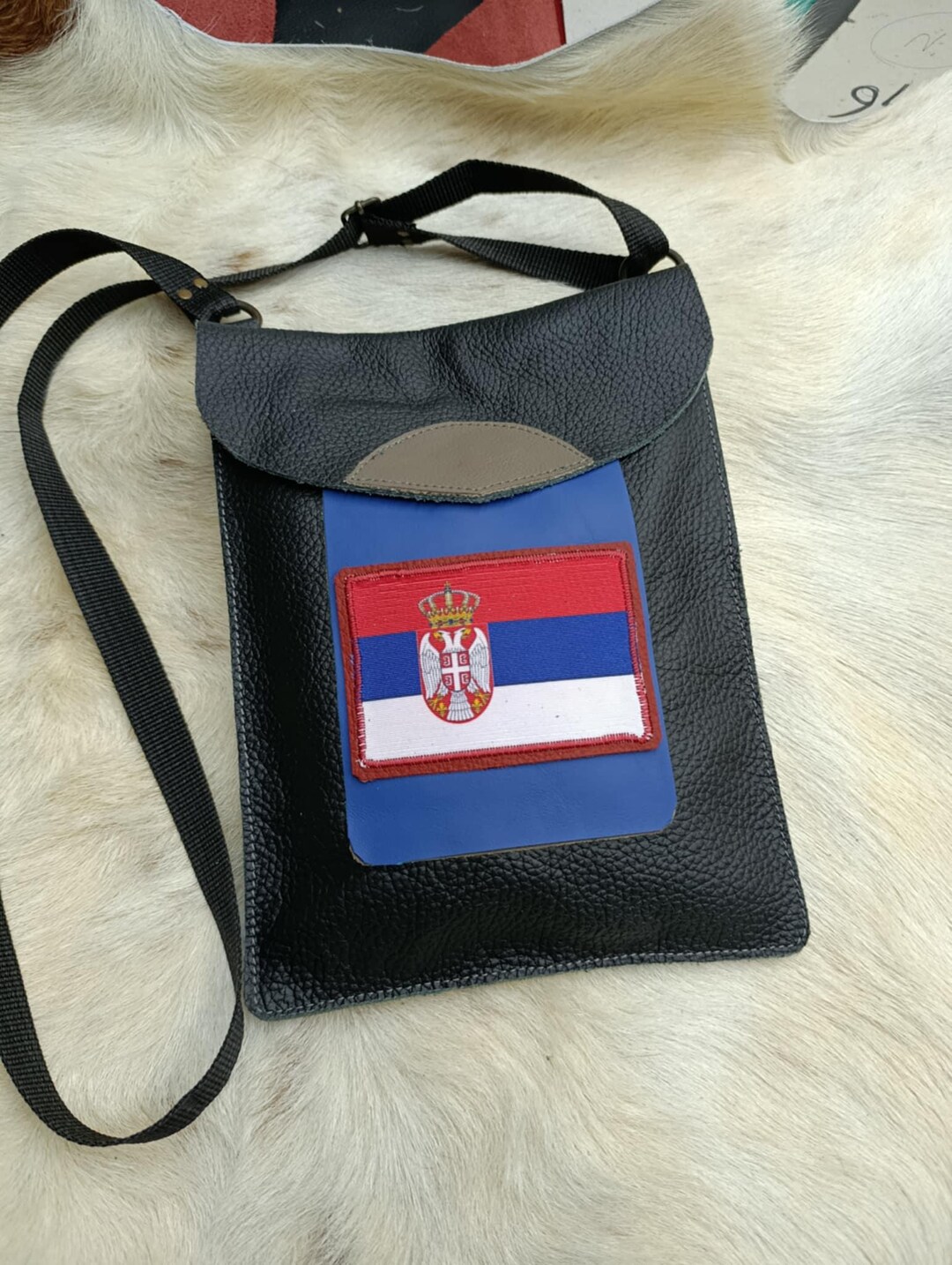 Serbian Flag Crossbody Leather Bag Patriotic Flag Handbag Genuine Purse ...