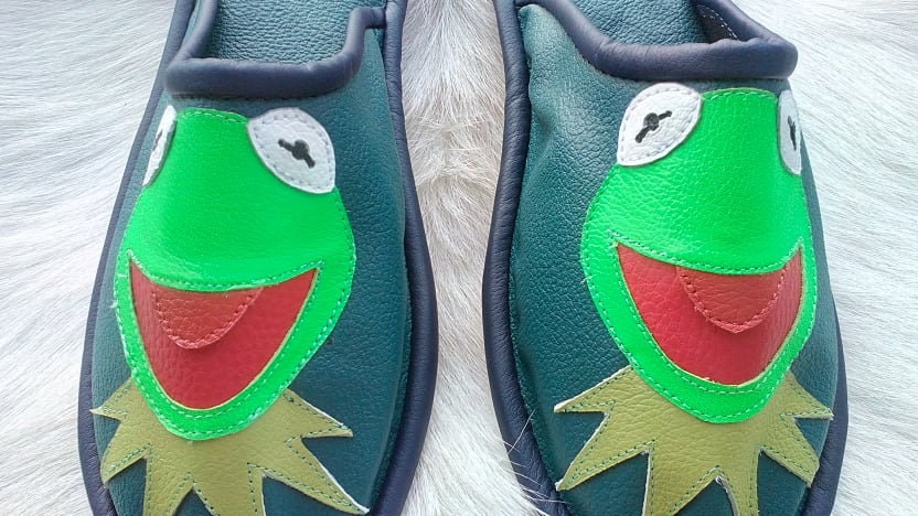 Kermit the Frog Leather Slippers | Etsy