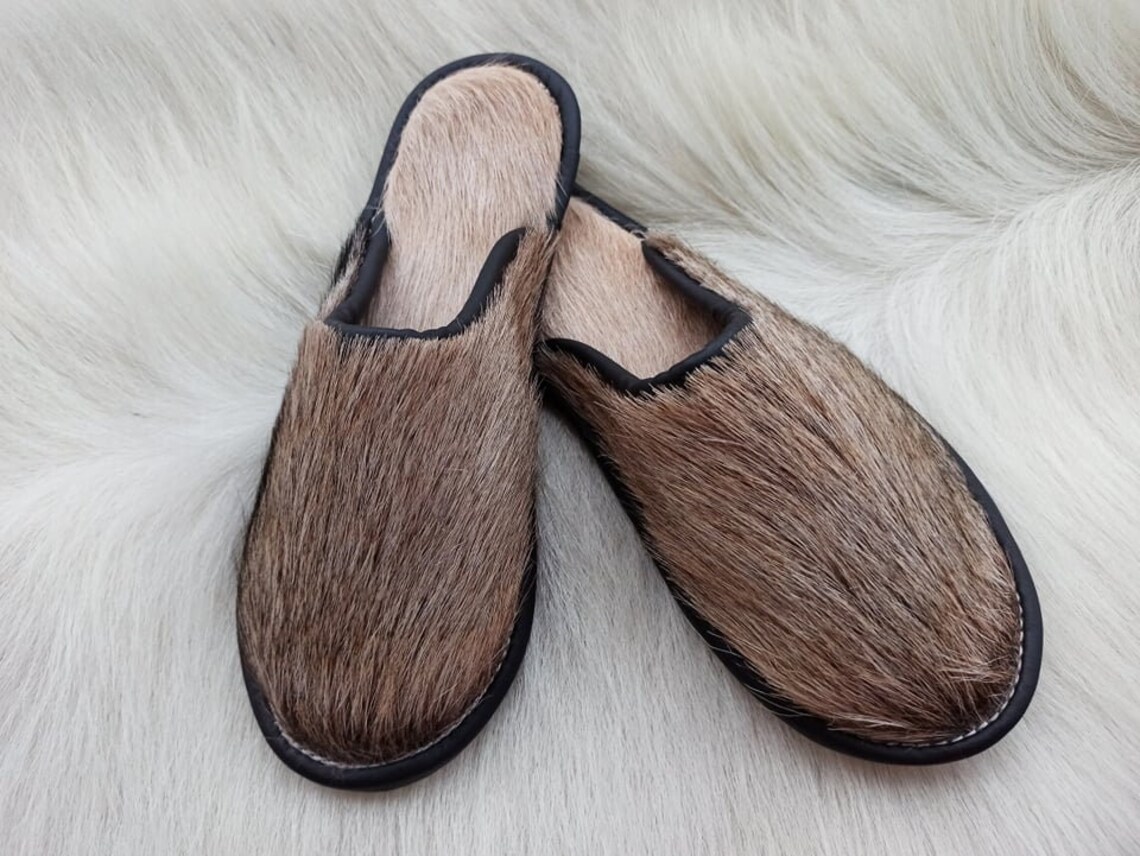 Goat Fur Slippers Unisex | Etsy