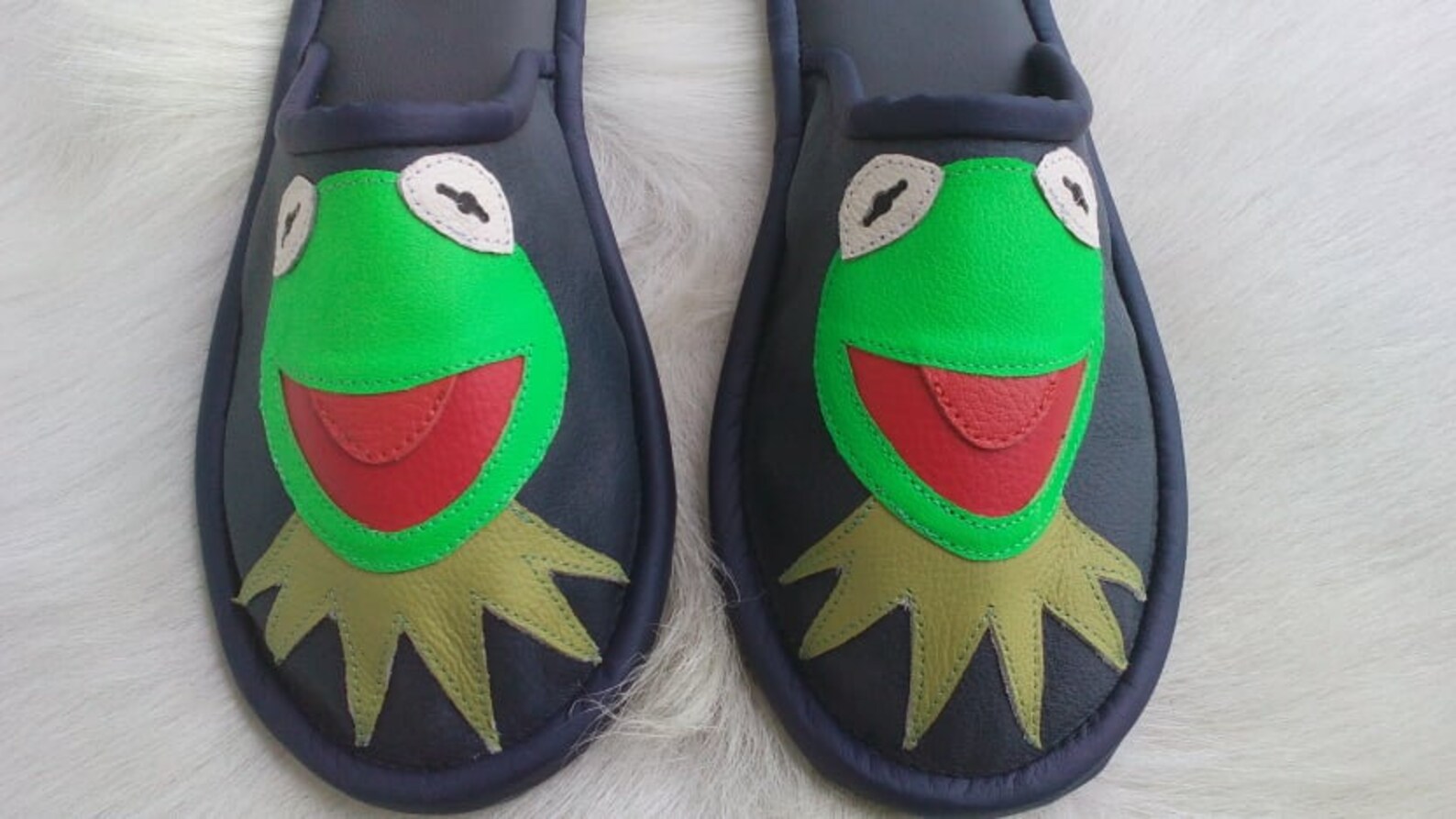 Kermit the Frog Leather Slippers | Etsy