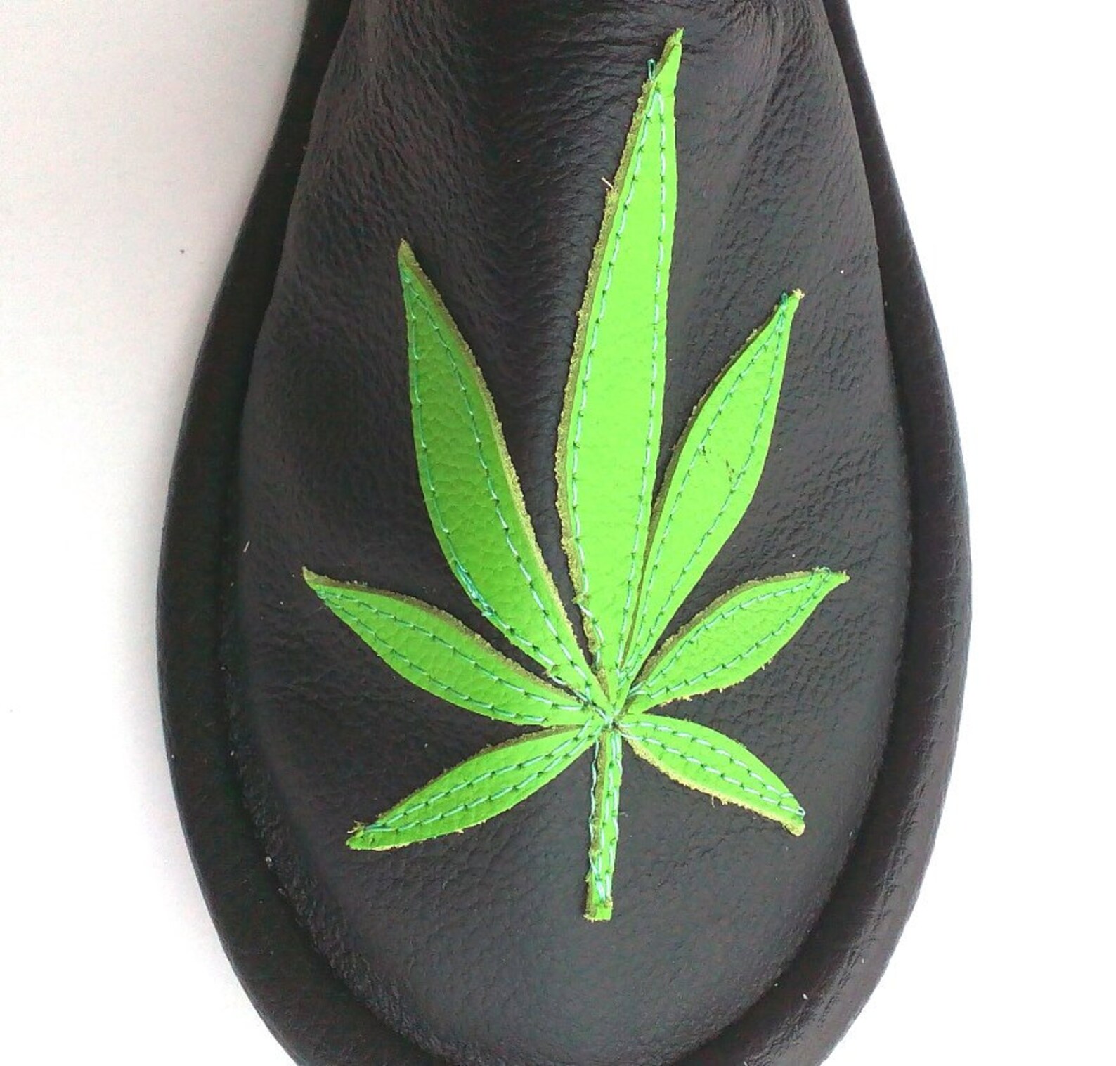 Marijuana Leather Slippers Cannabis Leaves Marijuana Shoes - Etsy