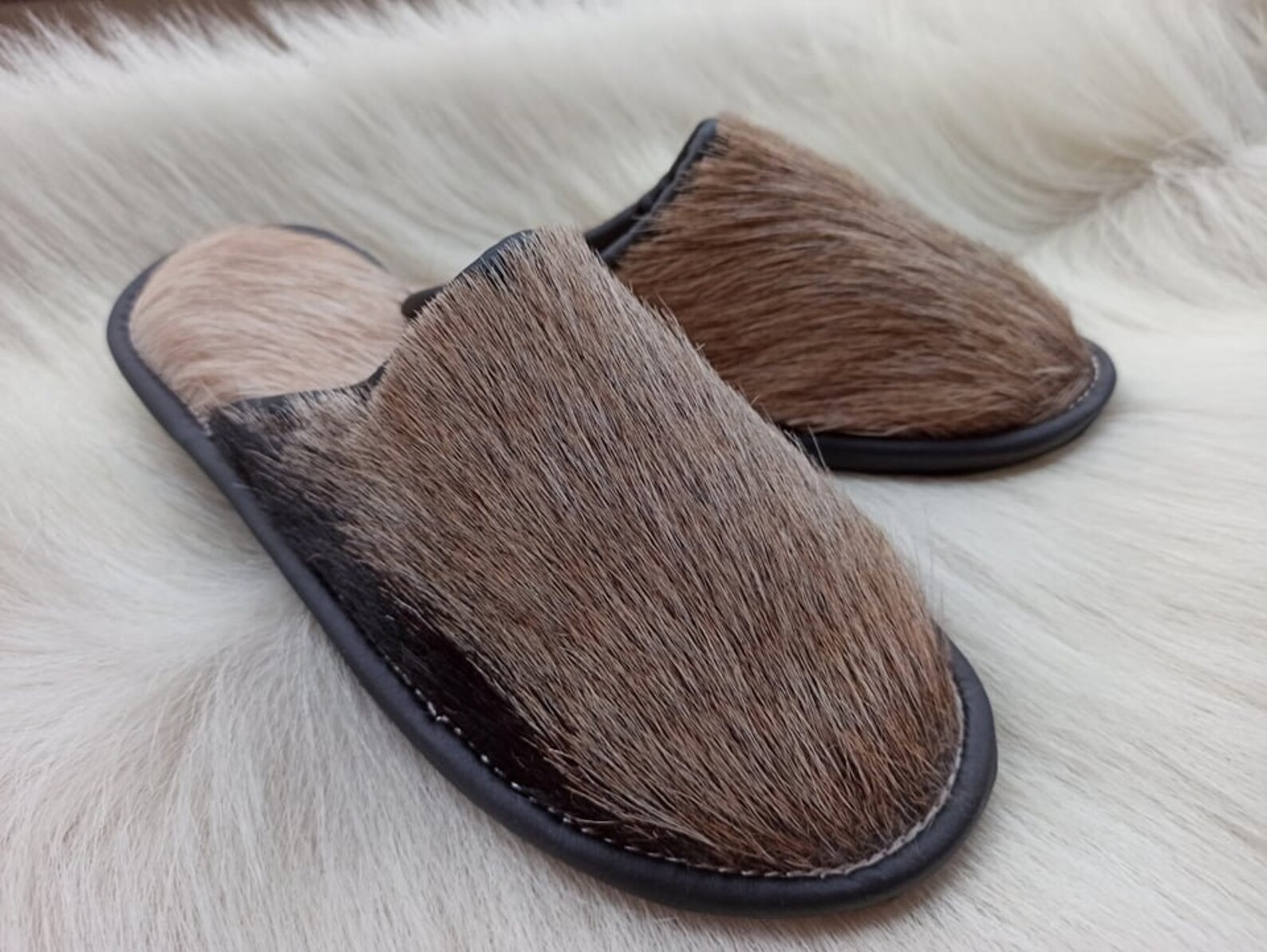 Goat Fur Slippers Unisex | Etsy