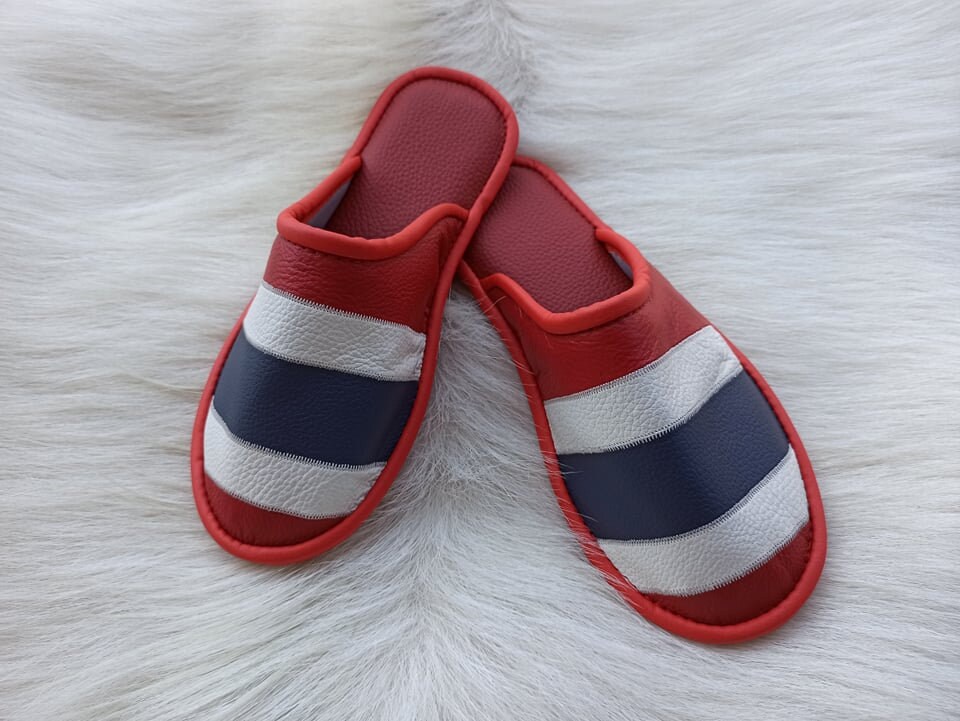 Thai Flag Leather Slippers Thailand Gift Handmade - Etsy
