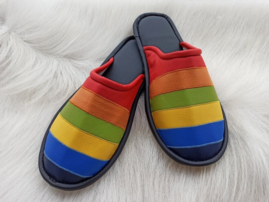 Rainbow Vegan Slippers LGBT Slippers Gay Rainbow Pride Flag Gift for ...