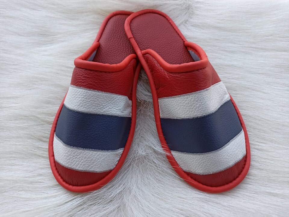 Thai Flag Leather Slippers Thailand Gift Handmade - Etsy