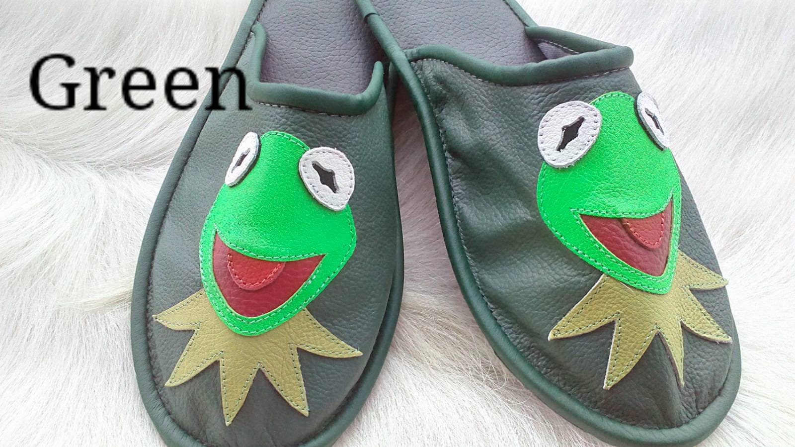 Kermit the Frog Leather Slippers | Etsy