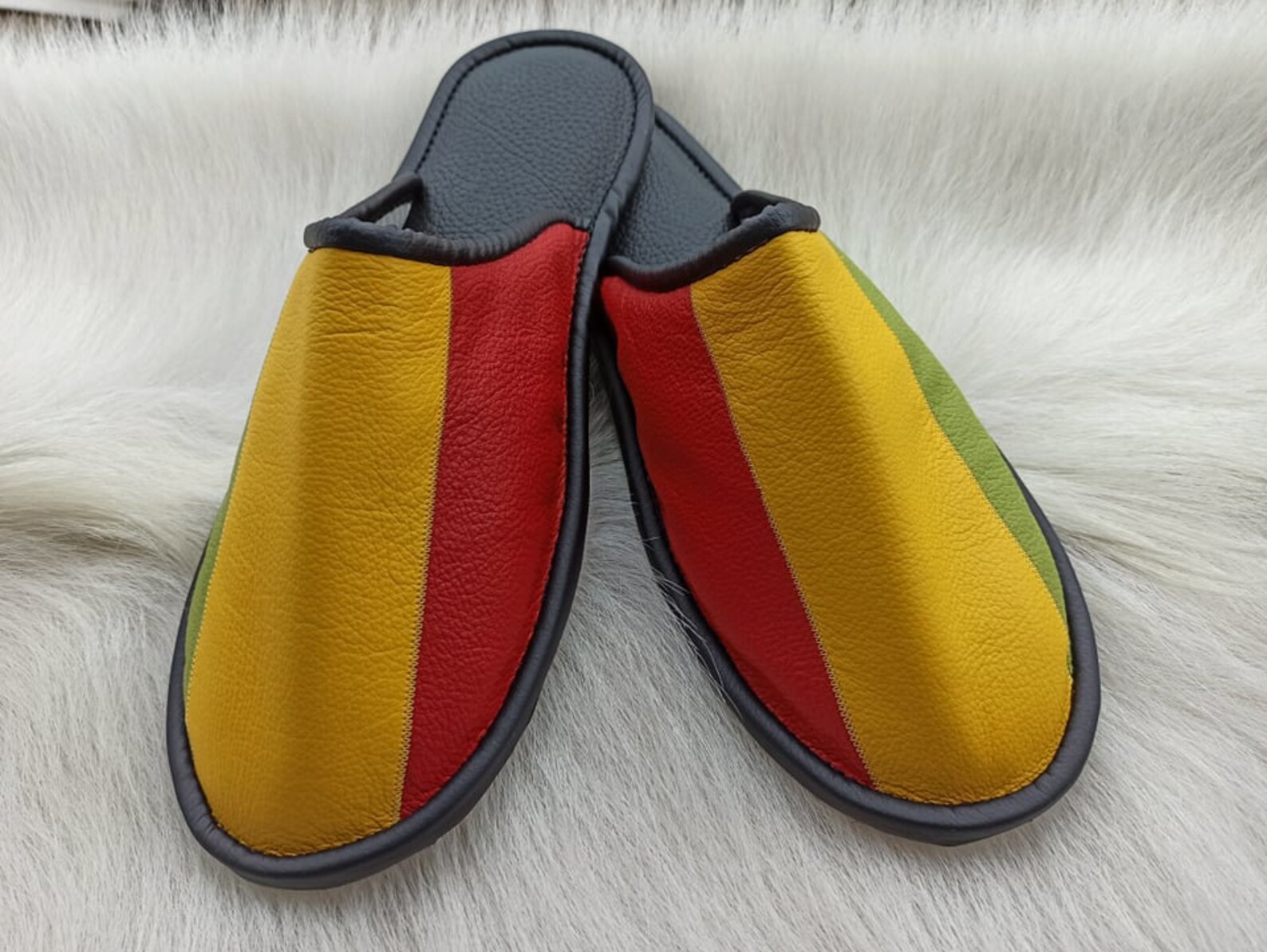 Rasta Leather Slippers Rastafarian Simple Slippers Jamaica - Etsy