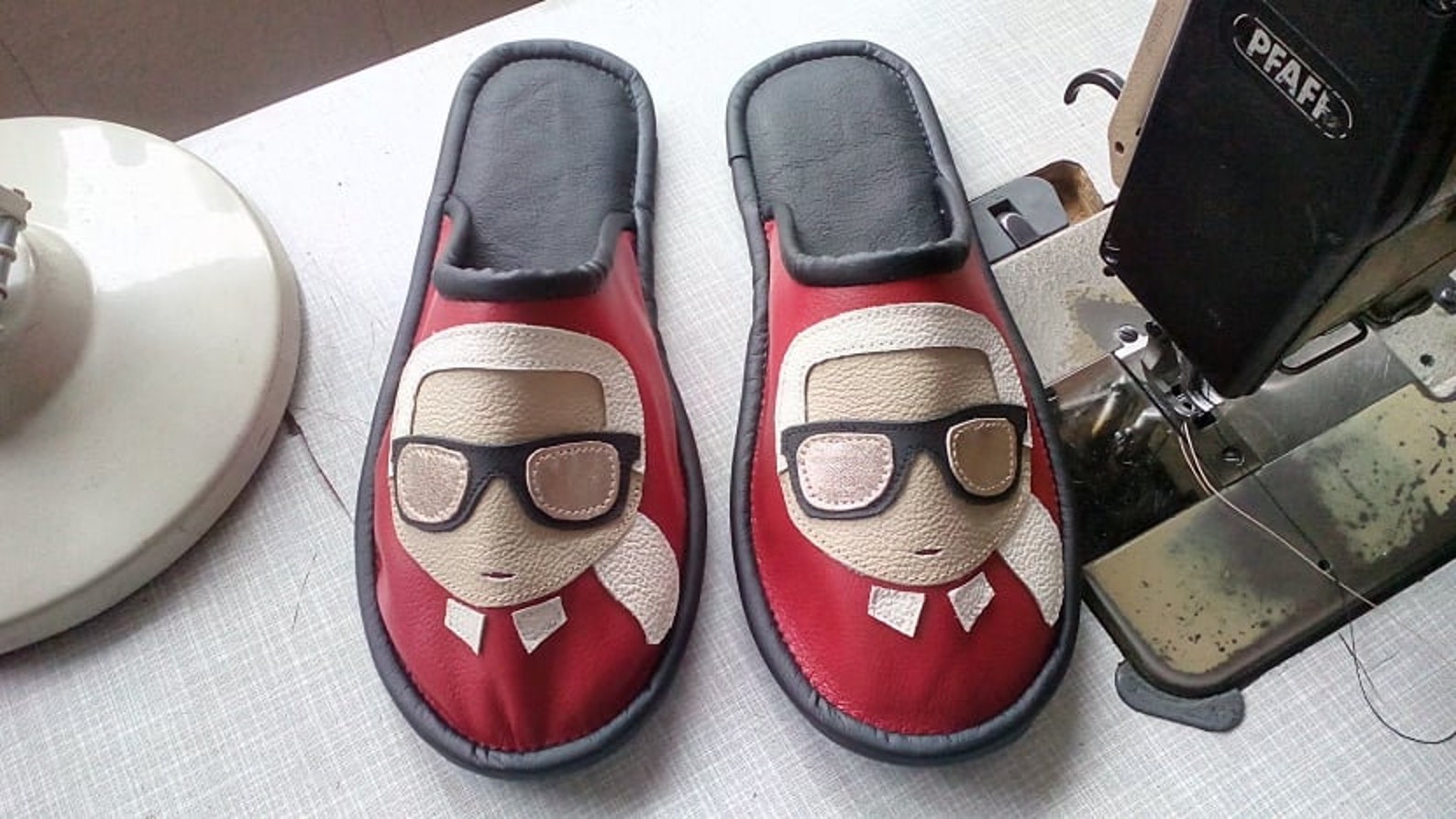 Karl Lagerfeld slippers fashion leather slippers unisex | Etsy