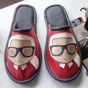 Karl Lagerfeld Slippers Fashion Leather Slippers Unisex Slippers Simple ...