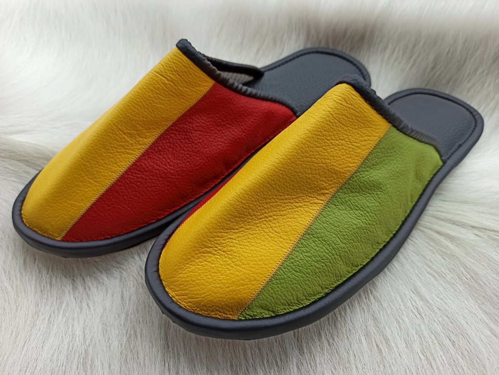 Rasta Leather Slippers Rastafarian Simple Slippers Jamaica | Etsy