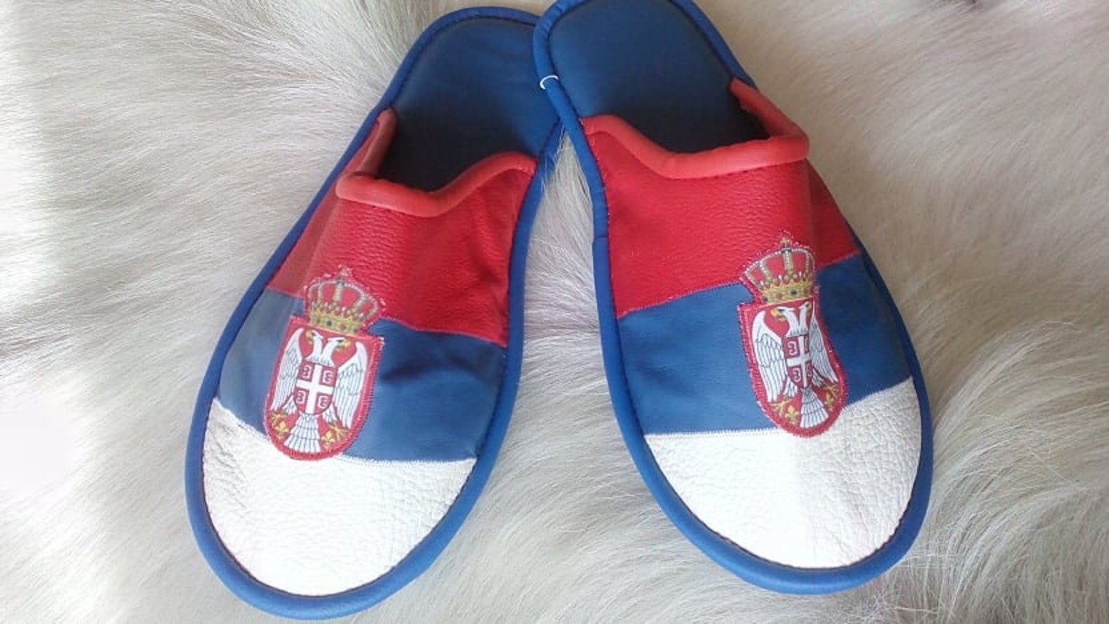 Serbian leather slippers serbian flag serbia srbija gift for | Etsy
