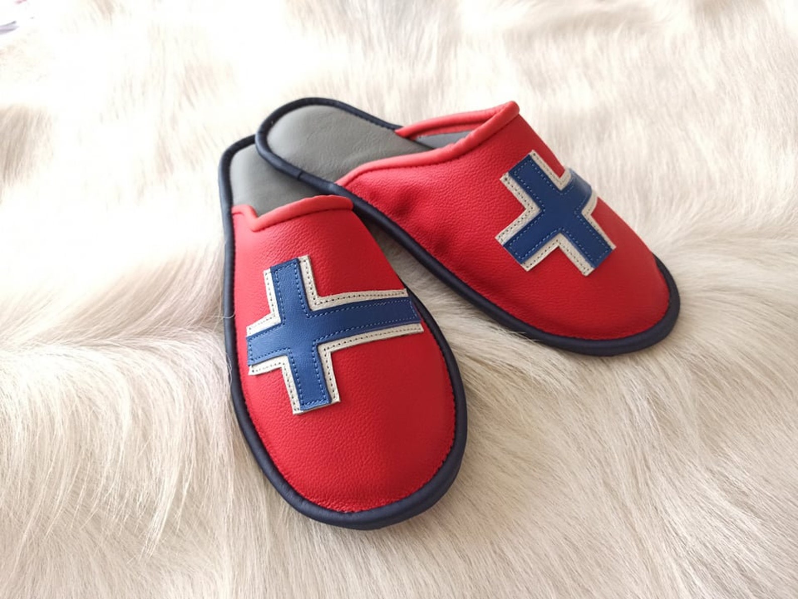Norwegian Leather Slippers Norway Flag Norway Slippers - Etsy