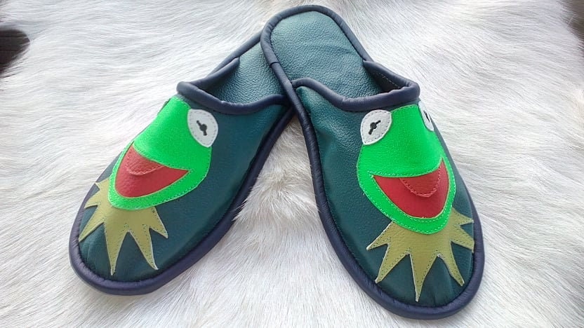 Kermit the Frog Leather Slippers | Etsy