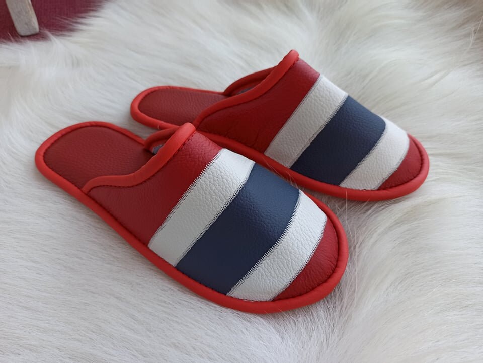 Thai Flag Leather Slippers Thailand Gift Handmade - Etsy