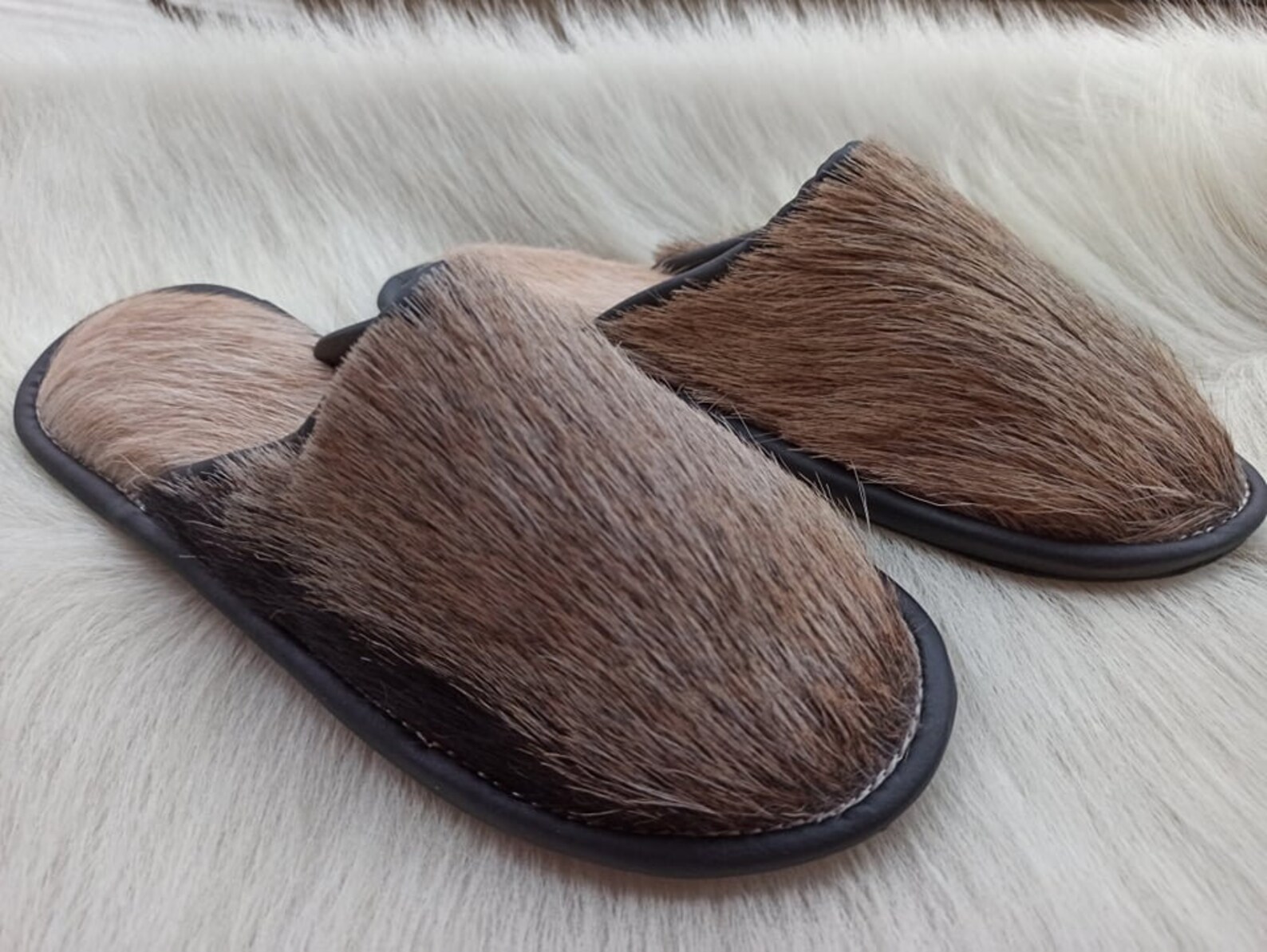 Goat Fur Slippers Unisex | Etsy