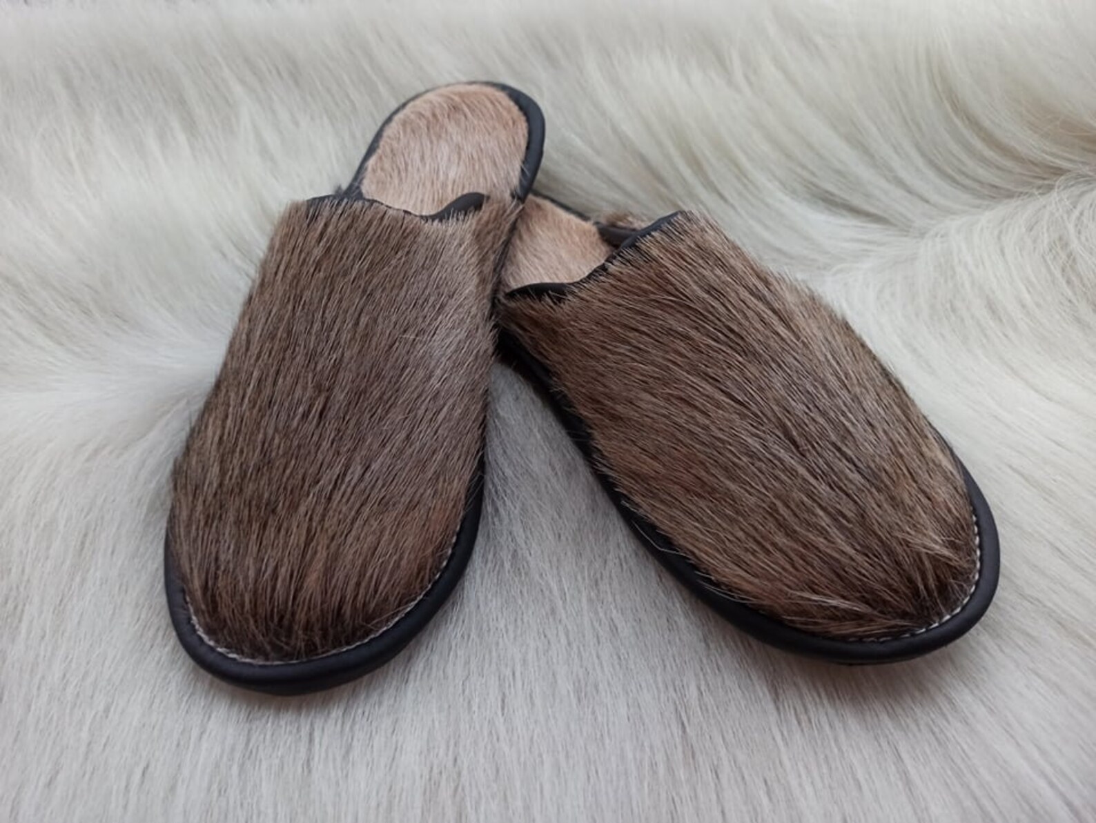 Goat Fur Slippers Unisex | Etsy