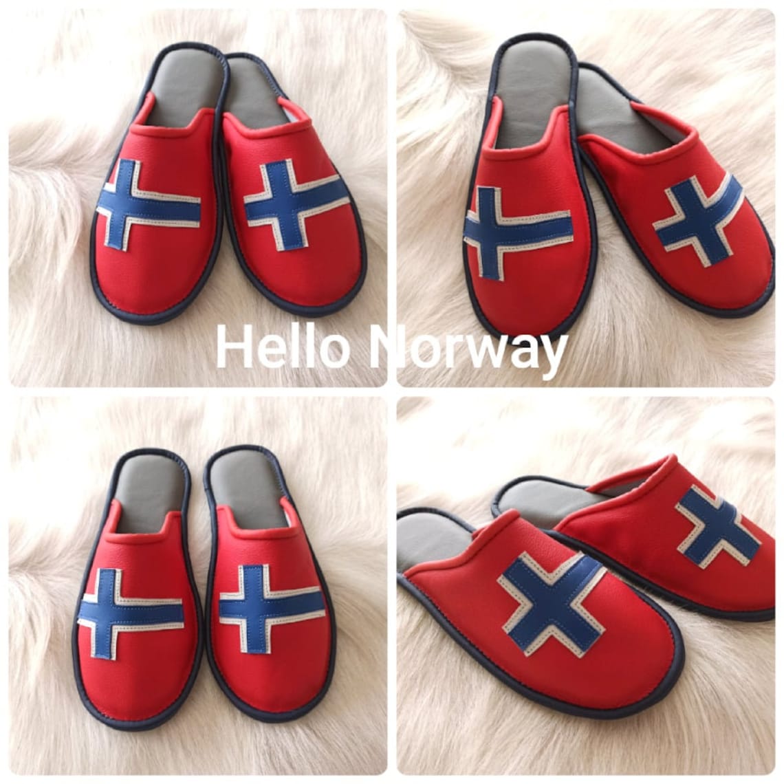 Norwegian leather slippers norway flag norway slippers | Etsy