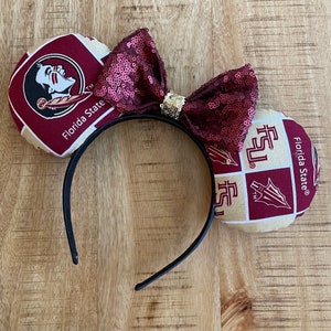Florida State University Seminoles FSU Mickey Minnie Mouse Ears Noles ...
