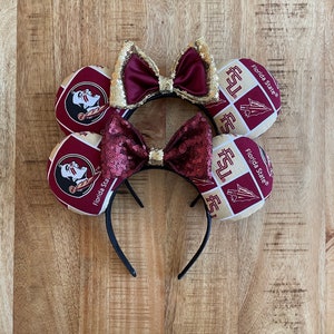 Florida State University Seminoles FSU Mickey Minnie Mouse Ears Noles ...