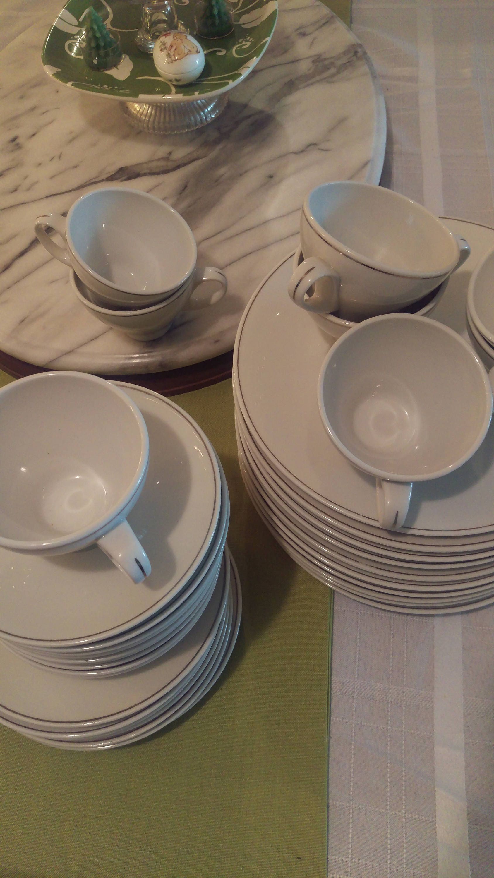 Mid-century Kenmark Vintage Table Setting White and Platinum | Etsy