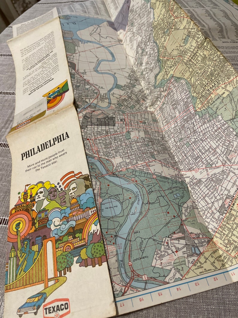 Vintage Roadmap of Philadelphia, Texaco Advertising - Etsy
