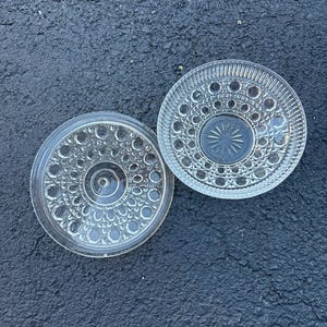 Vintage Bowl With Lid in Cane Pattern, Clear Glass, Pressed Glass, Art ...