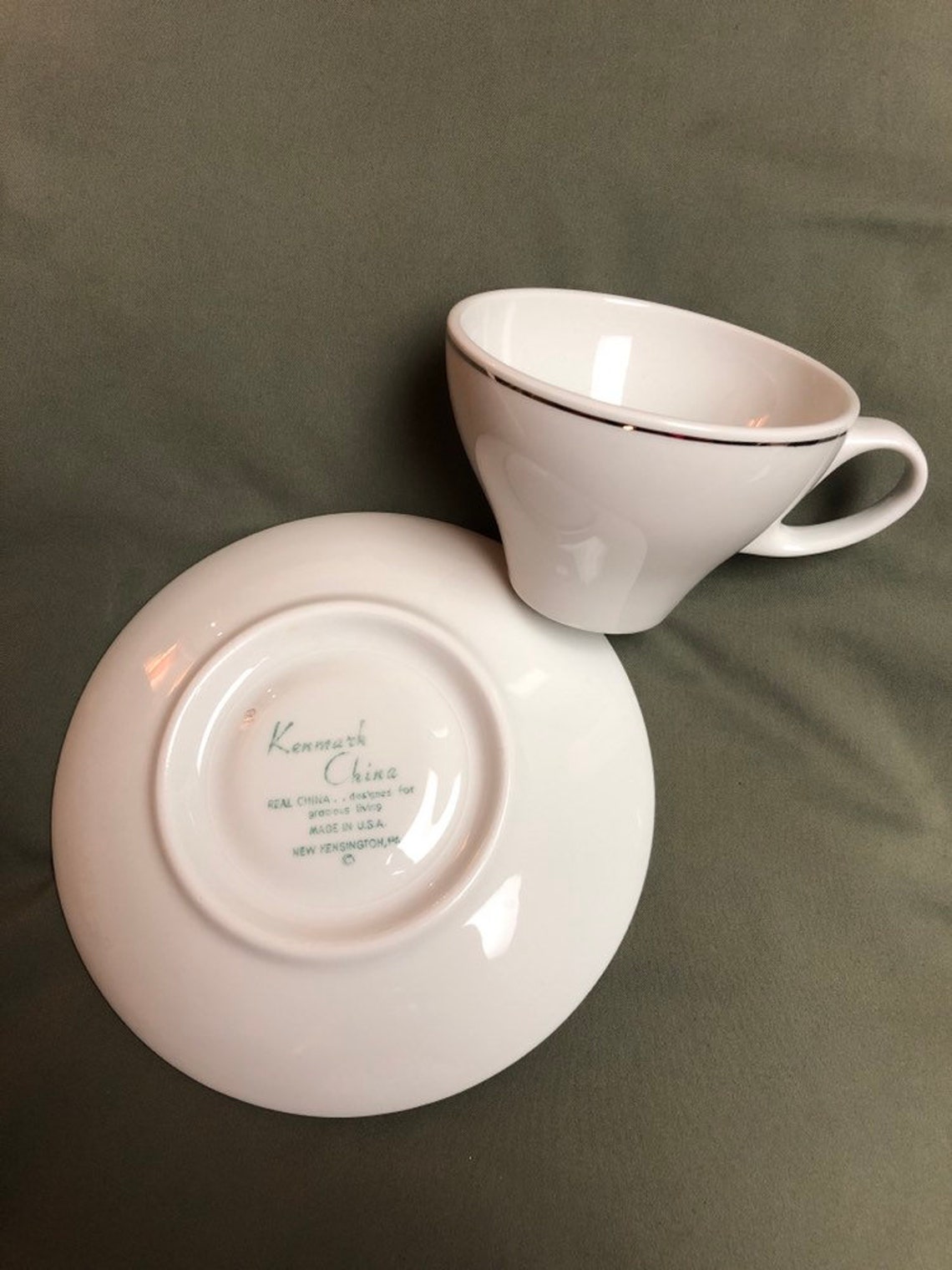 Mid-century Kenmark Vintage Table Setting White and Platinum - Etsy