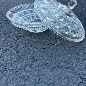 Vintage Bowl With Lid in Cane Pattern, Clear Glass, Pressed Glass, Art ...