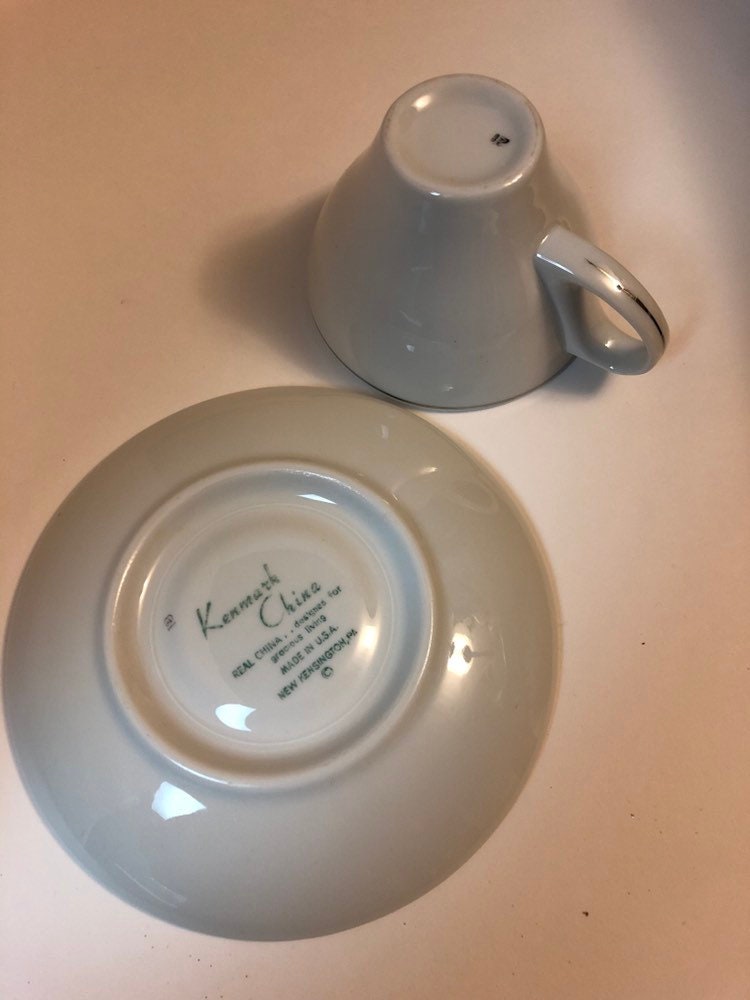 Mid-century Kenmark Vintage Table Setting White and Platinum | Etsy