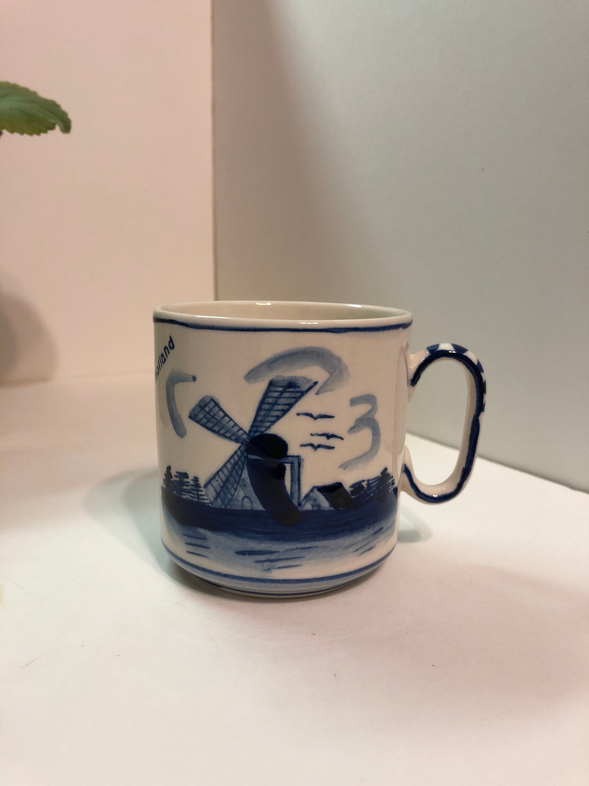 Dutch Vintage Mug White and Blue Delft Mug Windmill and - Etsy