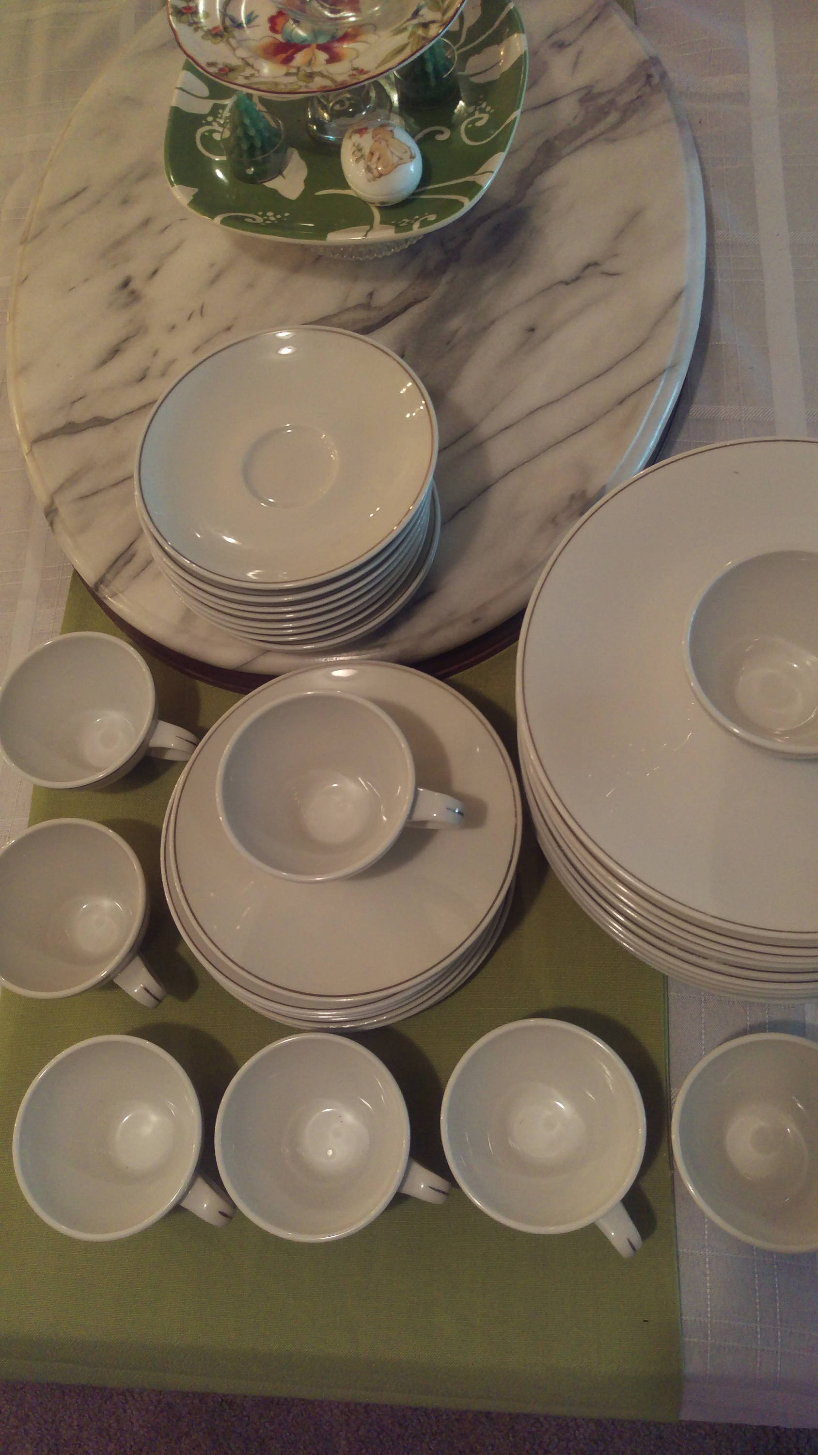 Mid-century Kenmark Vintage Table Setting, White and Platinum, Dinner ...