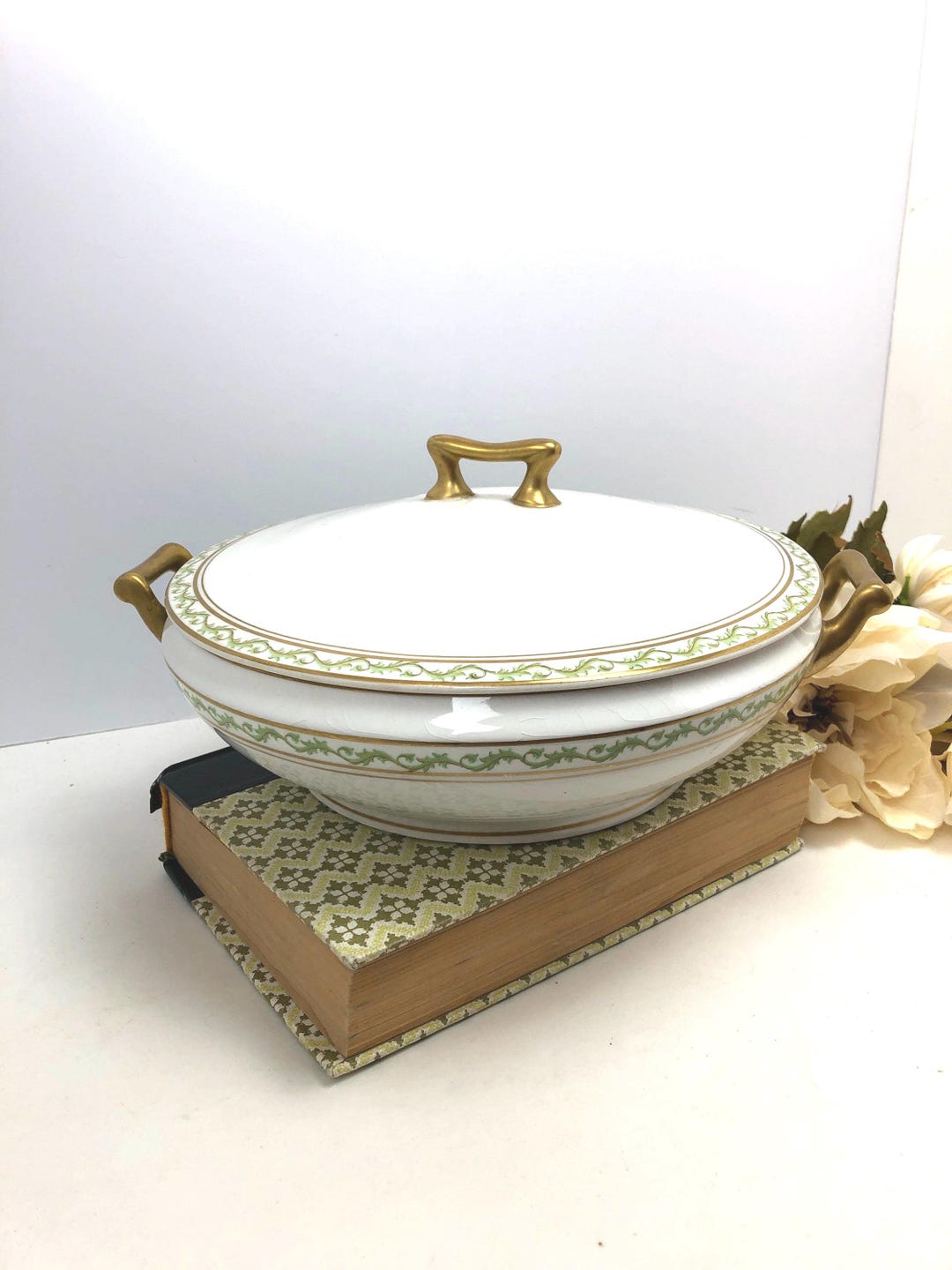 Vintage Fine China, Covered Vegetable Dish With Classic Vine Design by ...
