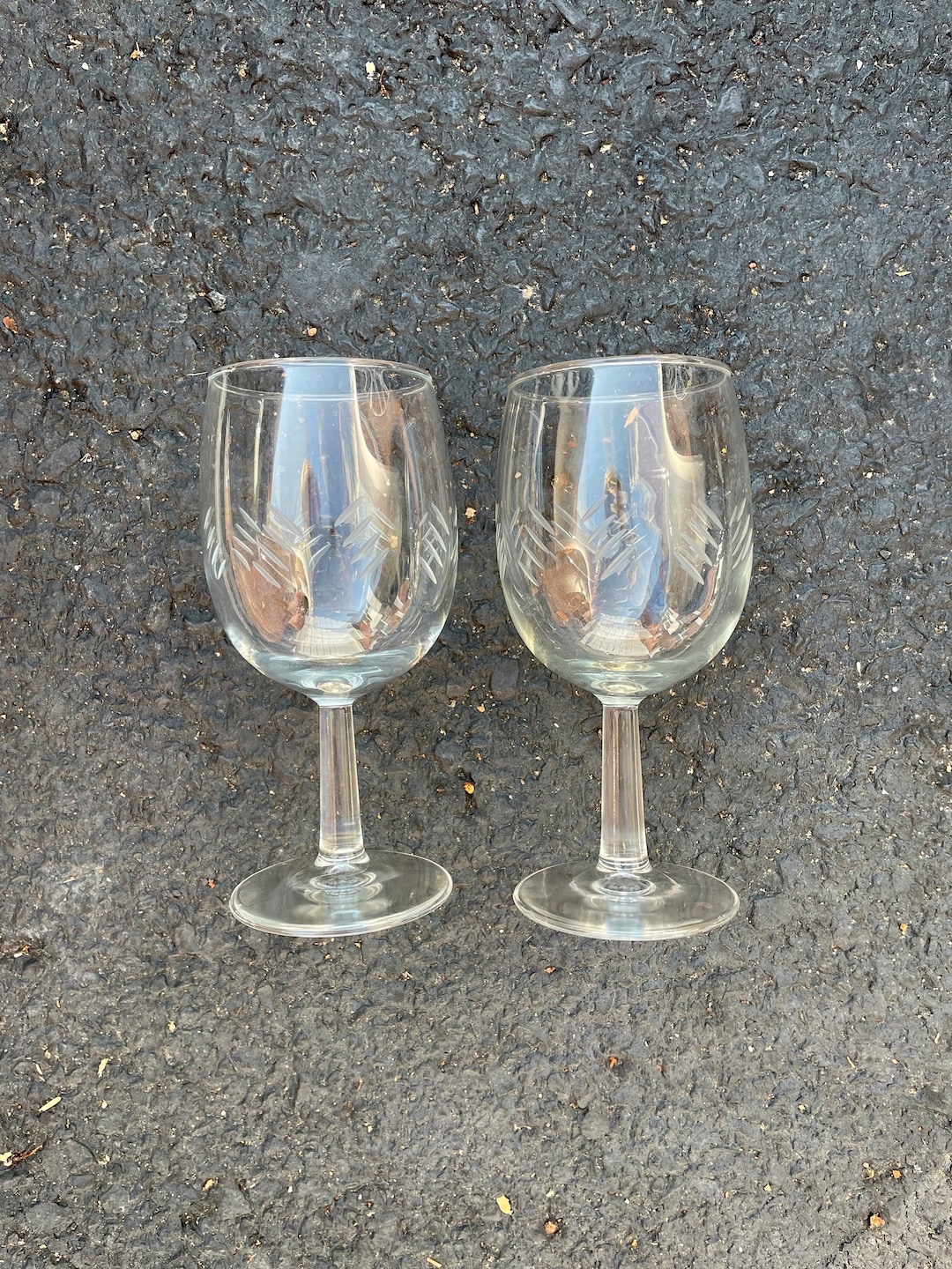 Vintage, Etched Glass Wine Glasses, Set of 2, Wine Glass With Friends ...