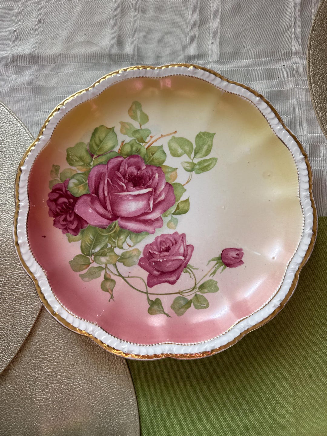 Antique Crescent China Rose Bowl, Gold Trim, Victorian Decor - Etsy